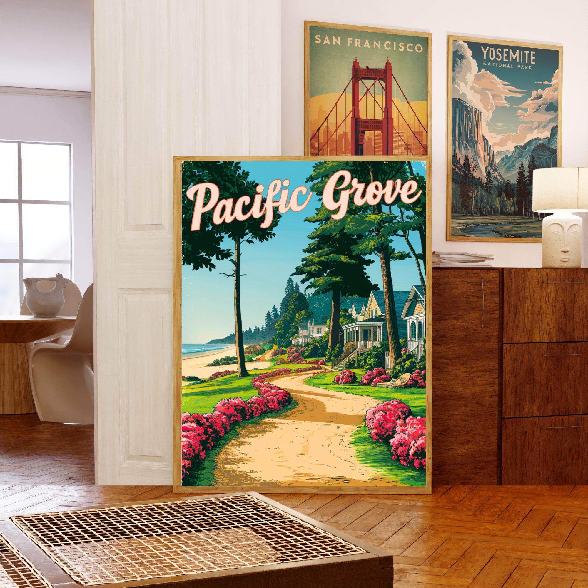 Pacific Grove Vintage Travel Poster - Pacific Grove Print, California ...