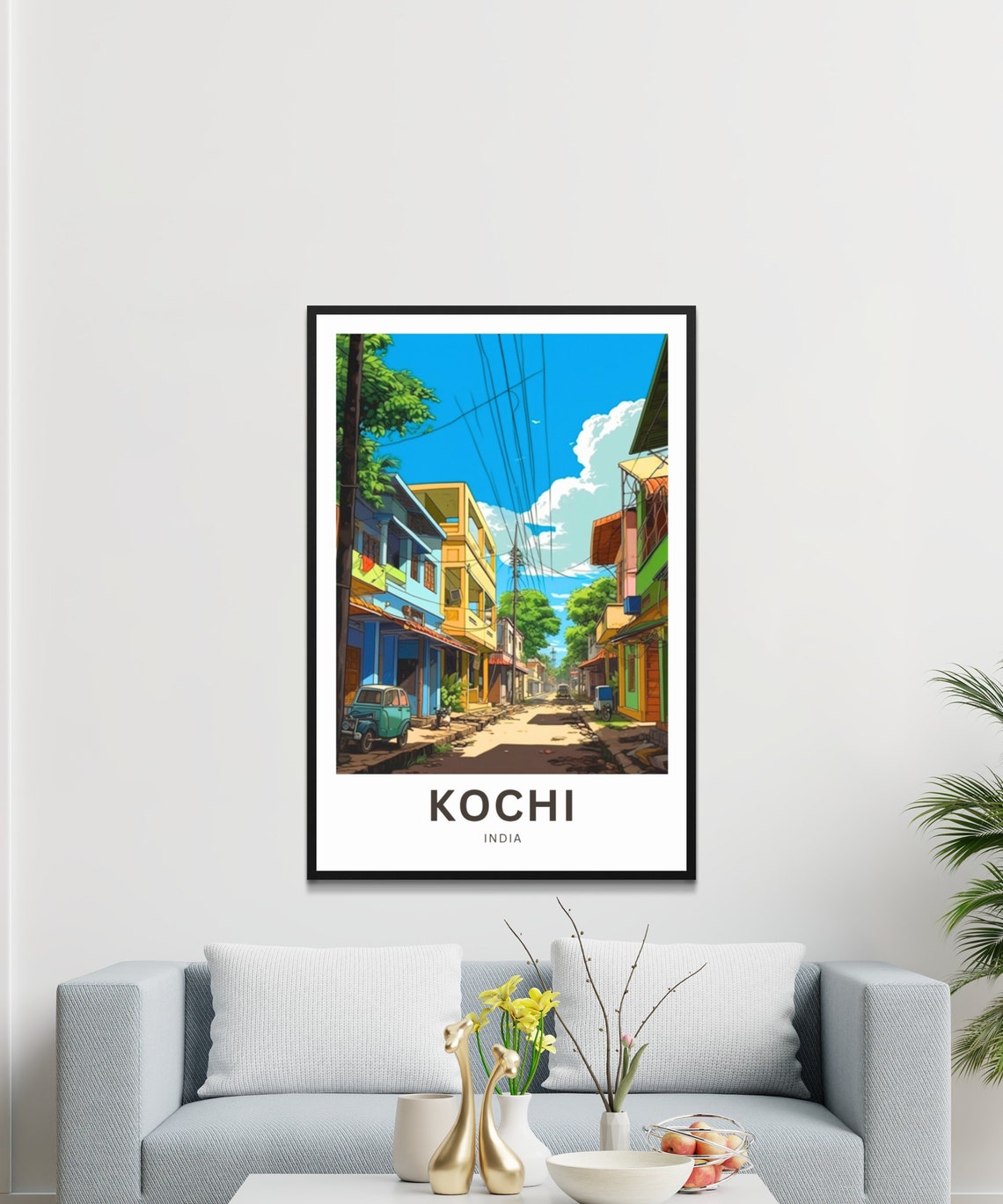 Kochi Travel Print - Kochi Poster, India Wall Art, Framed Present, Gift ...