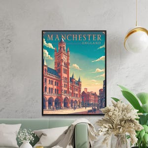 Manchester Vintage Travel Poster - Manchester Print, England Wall Art ...