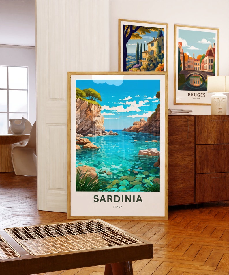 Sardinia Travel Print Sardinia Poster, Italy Wall Art, Framed Present ...