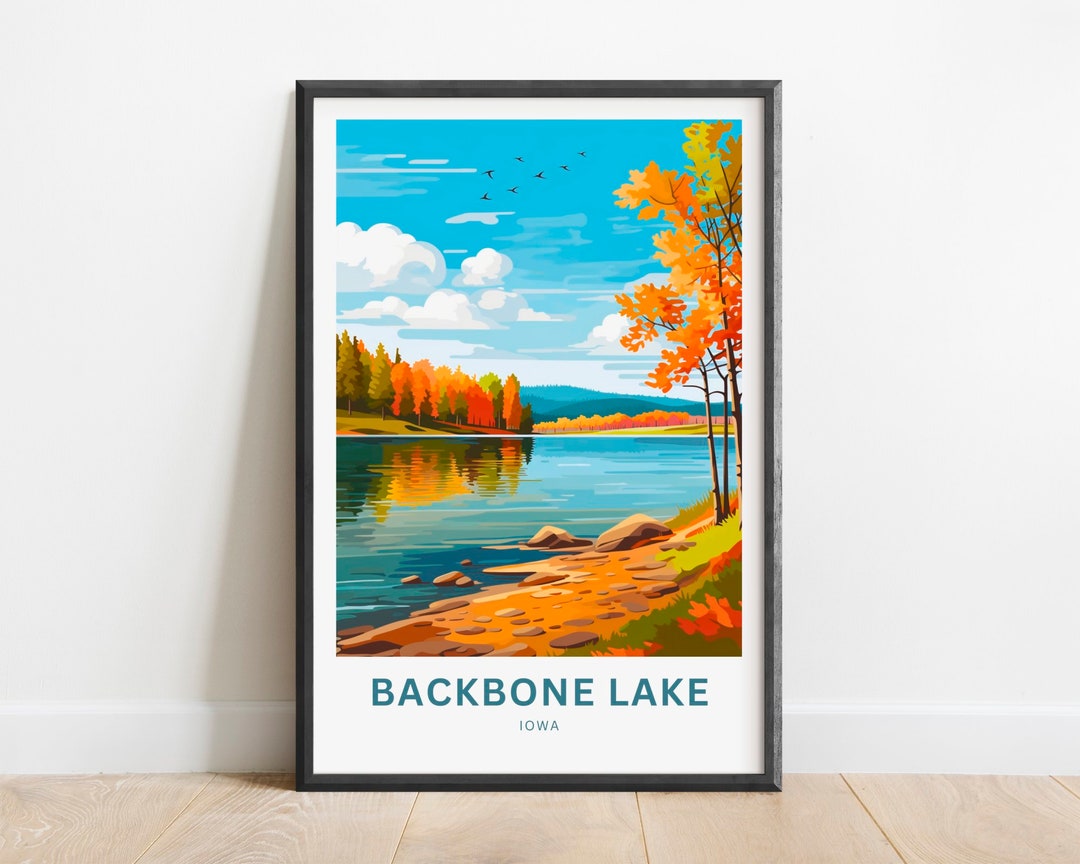 Backbone Lake Travel Print - Backbone Lake Poster, Iowa Wall Art ...