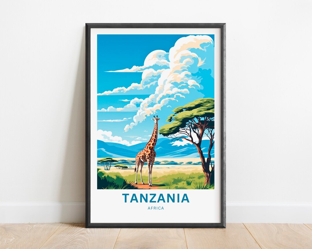 Tanzania Travel Print - Tanzania Poster, Ngorongoro Wall Art, Framed ...