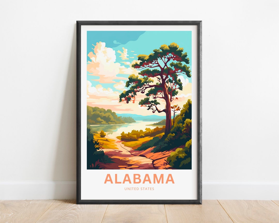 Alabama Travel Print - Alabama Poster, United States Wall Art, Framed ...