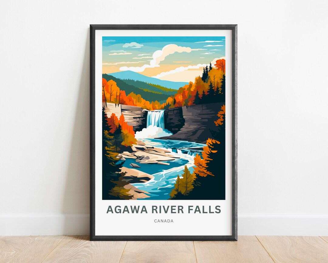 Agawa River Falls Print: Minimalist Canada Landscape - Travel Decor - Etsy
