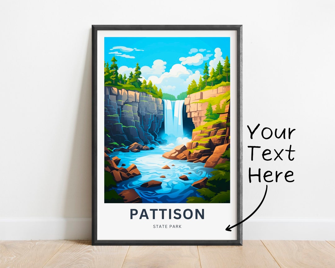 Personalized Pattison State Park Travel Print - Pattison State Park ...