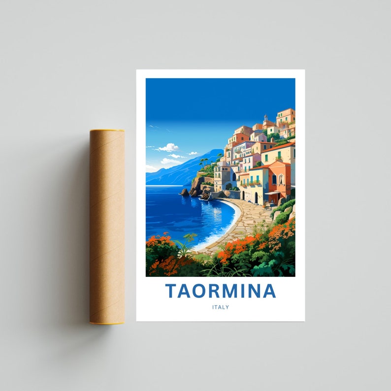 Taormina Travel Print - Taormina Poster, Italy Wall Art, Framed Present ...