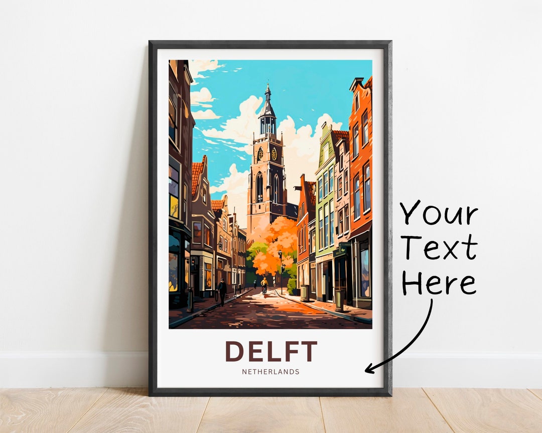 Personalized Delft Travel Print - Delft Poster, Netherlands Wall Art ...