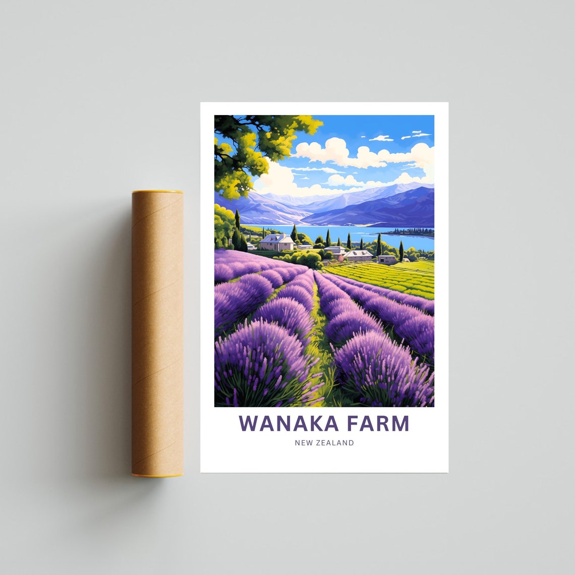 Wanaka Farm Travel Print - Wanaka Farm Poster, New Zealand Wall Art ...