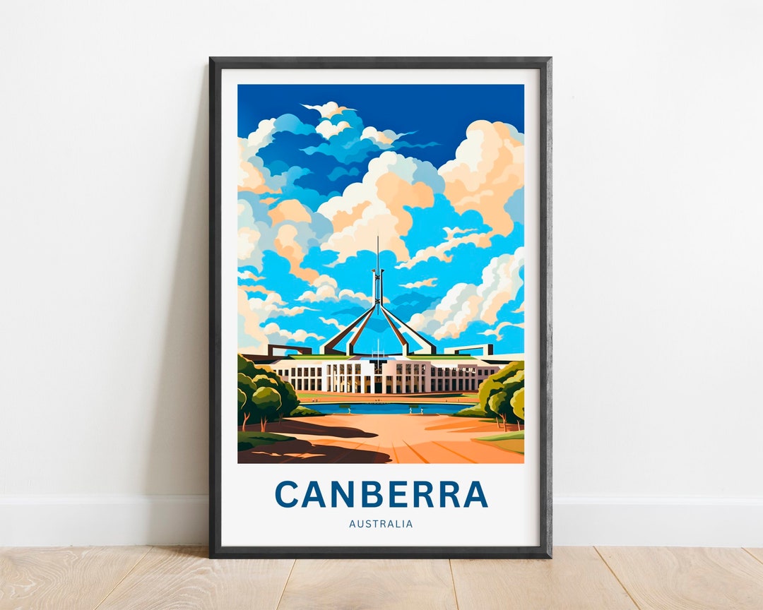 Canberra Travel Print - Canberra Poster, Australia Wall Art, Framed ...