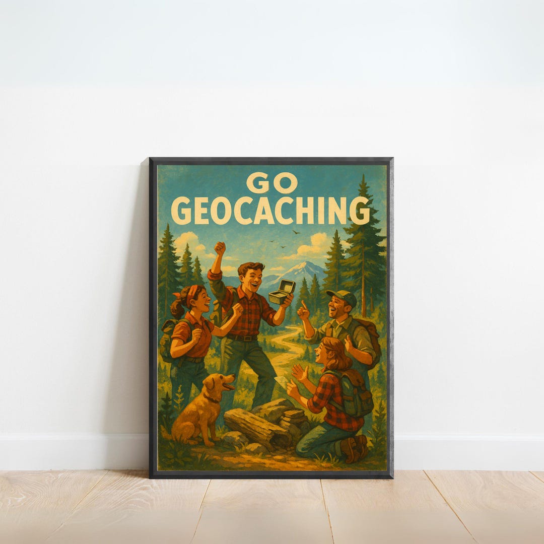 Geocaching Poster – Vintage Outdoor Adventure Wall Art for Hikers and ...