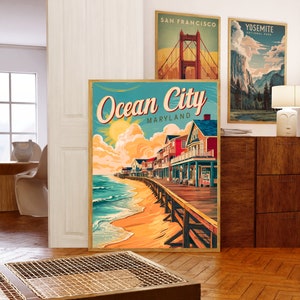 Ocean City Vintage Travel Poster - Ocean City Print, Maryland Vintage ...