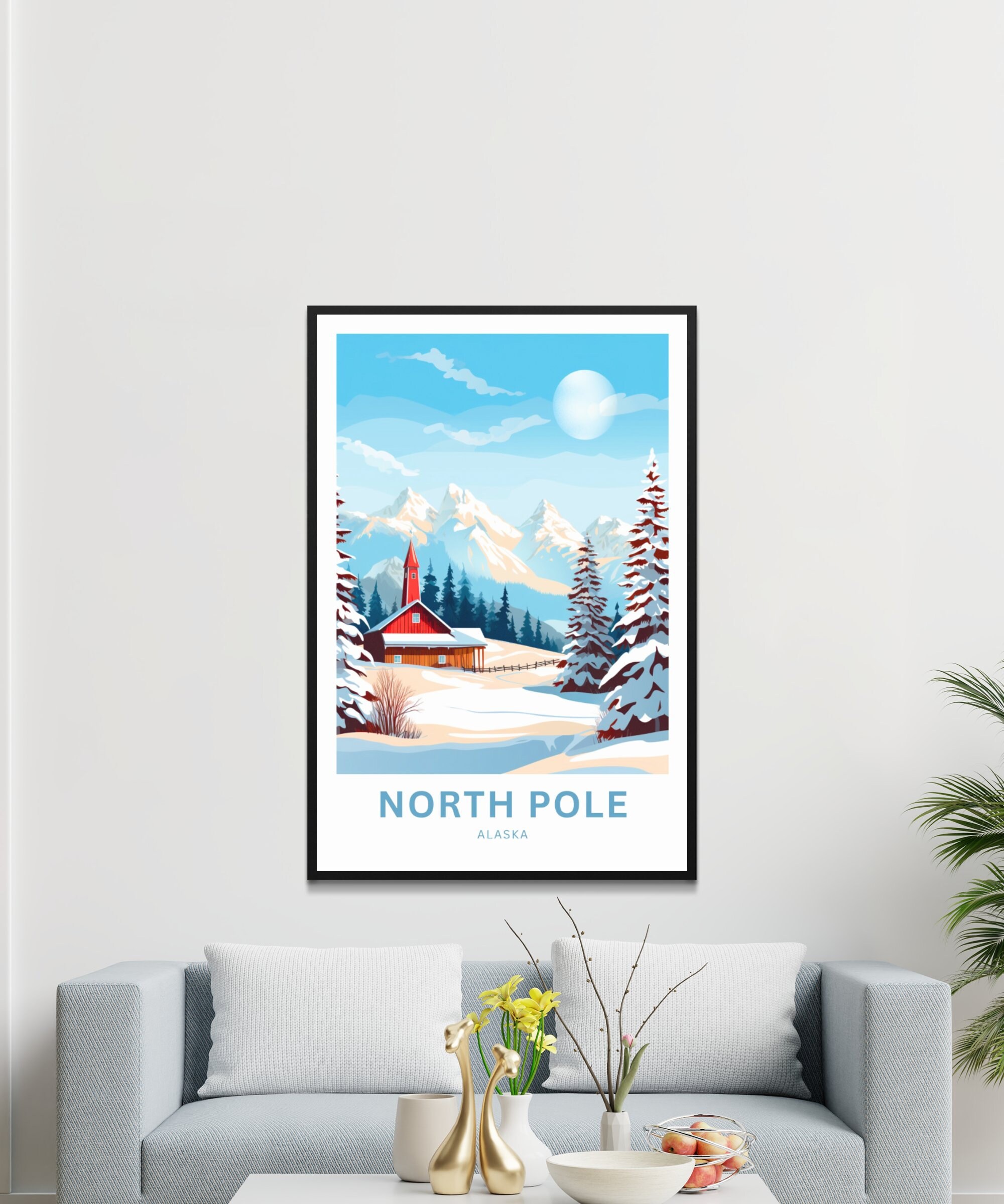 North Pole Travel Print - North Pole Poster, Alaska Wall Art, Framed ...