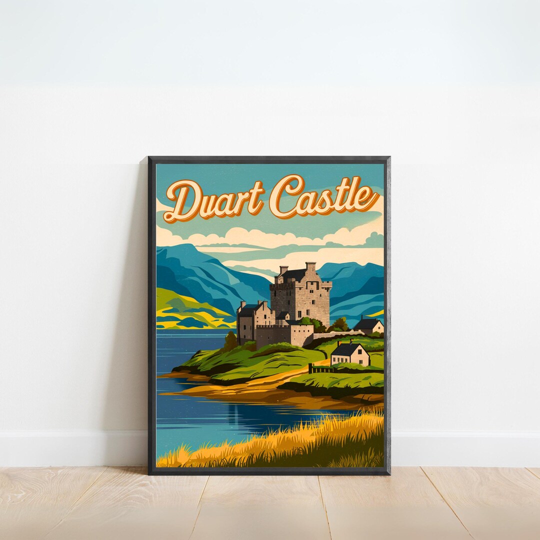 Duart Castle Vintage Travel Poster - Duart Castle Print, Scotland Wall ...