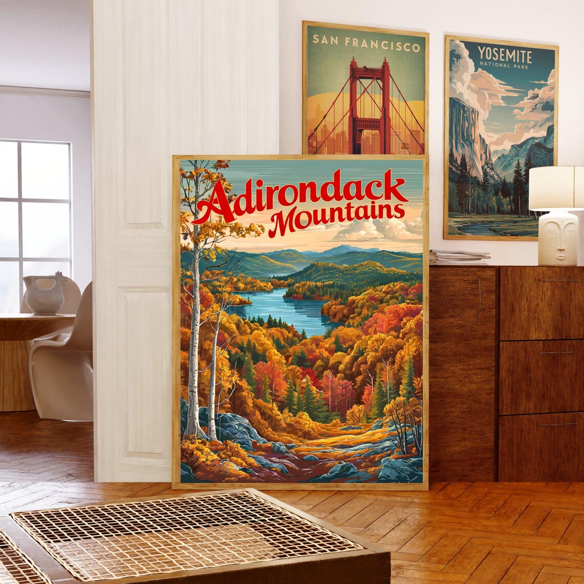 Adirondack Mountains Vintage Travel Poster - Adirondack Print, New York ...