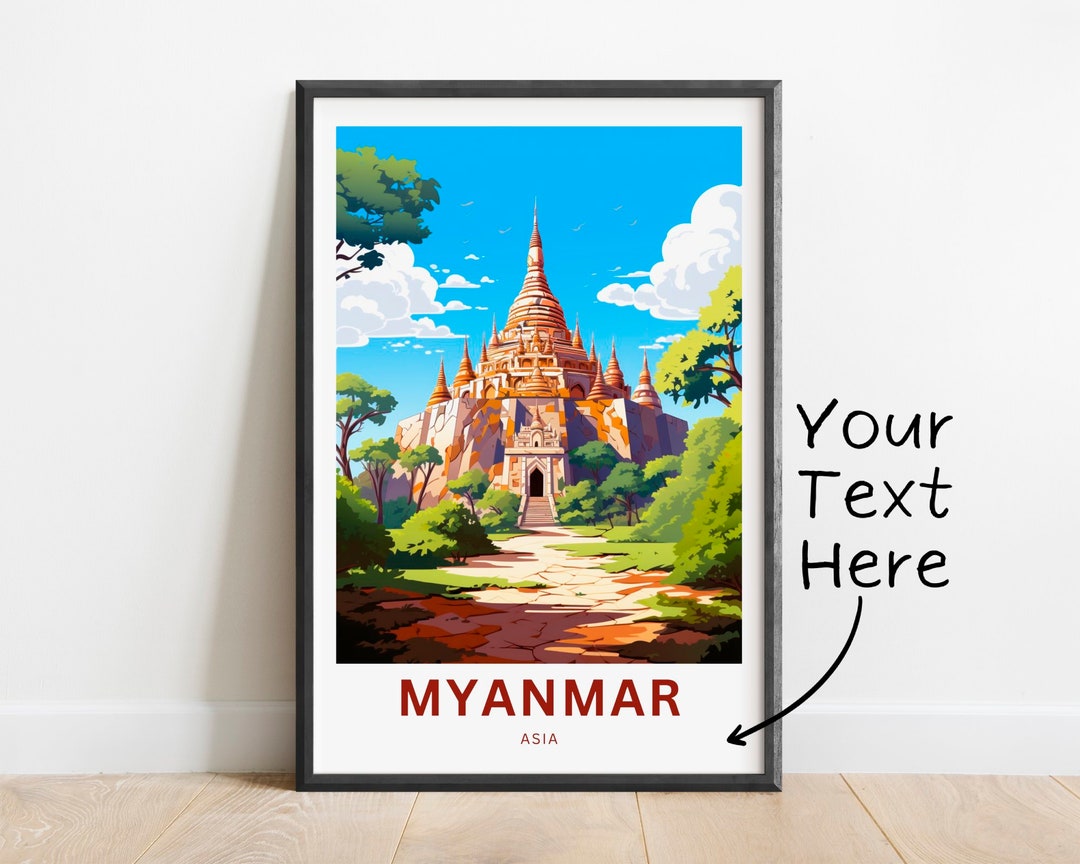 Personalized Myanmar Travel Print Myanmar Poster, Asia Wall Art, Framed ...
