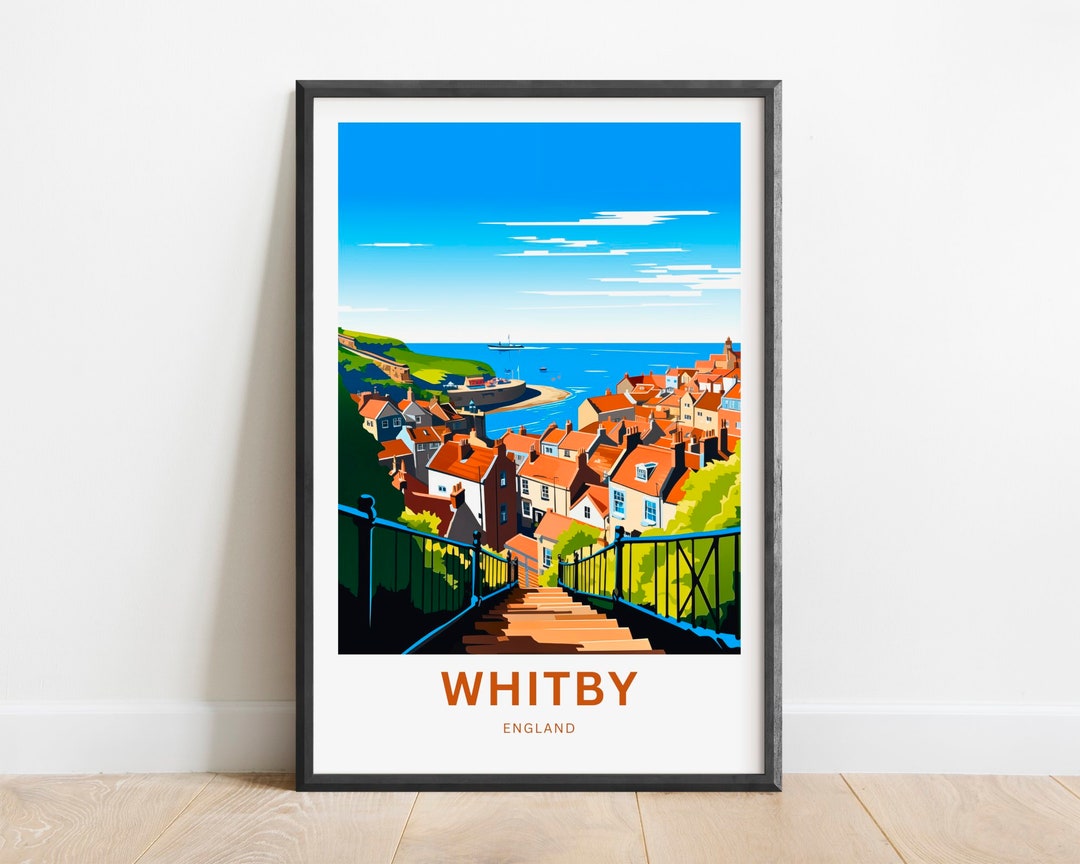 Whitby Travel Print - Whitby Poster, England Wall Art, Framed Present ...