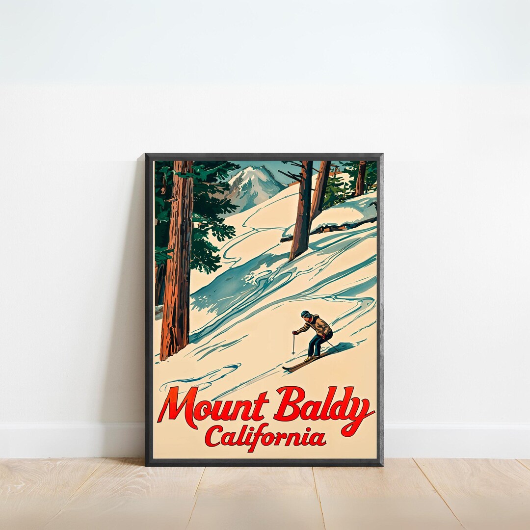 Mount Baldy Vintage Travel Poster - Mount Baldy Print, California Wall ...
