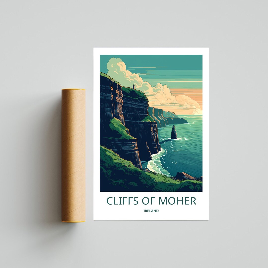 Cliffs of Moher Print: Ireland Travel Poster, Wild Atlantic Way ...