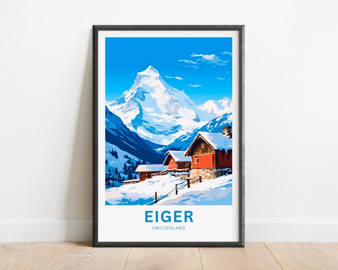 Eiger Travel Print - Eiger Mountain Poster, Switzerland Wall Art ...