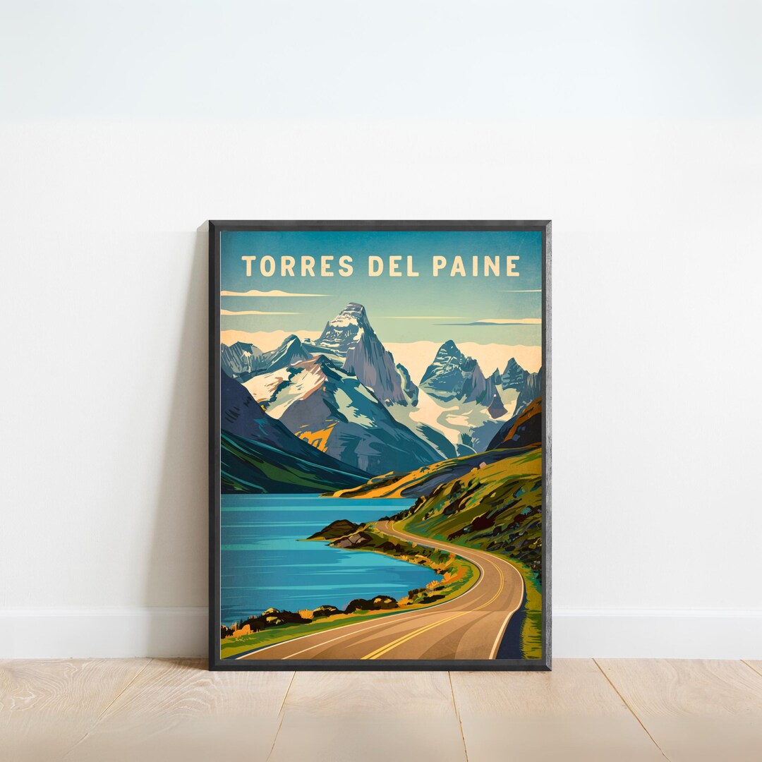 Torres Del Paine Vintage Travel Poster - Torres Del Paine Print, Chile ...