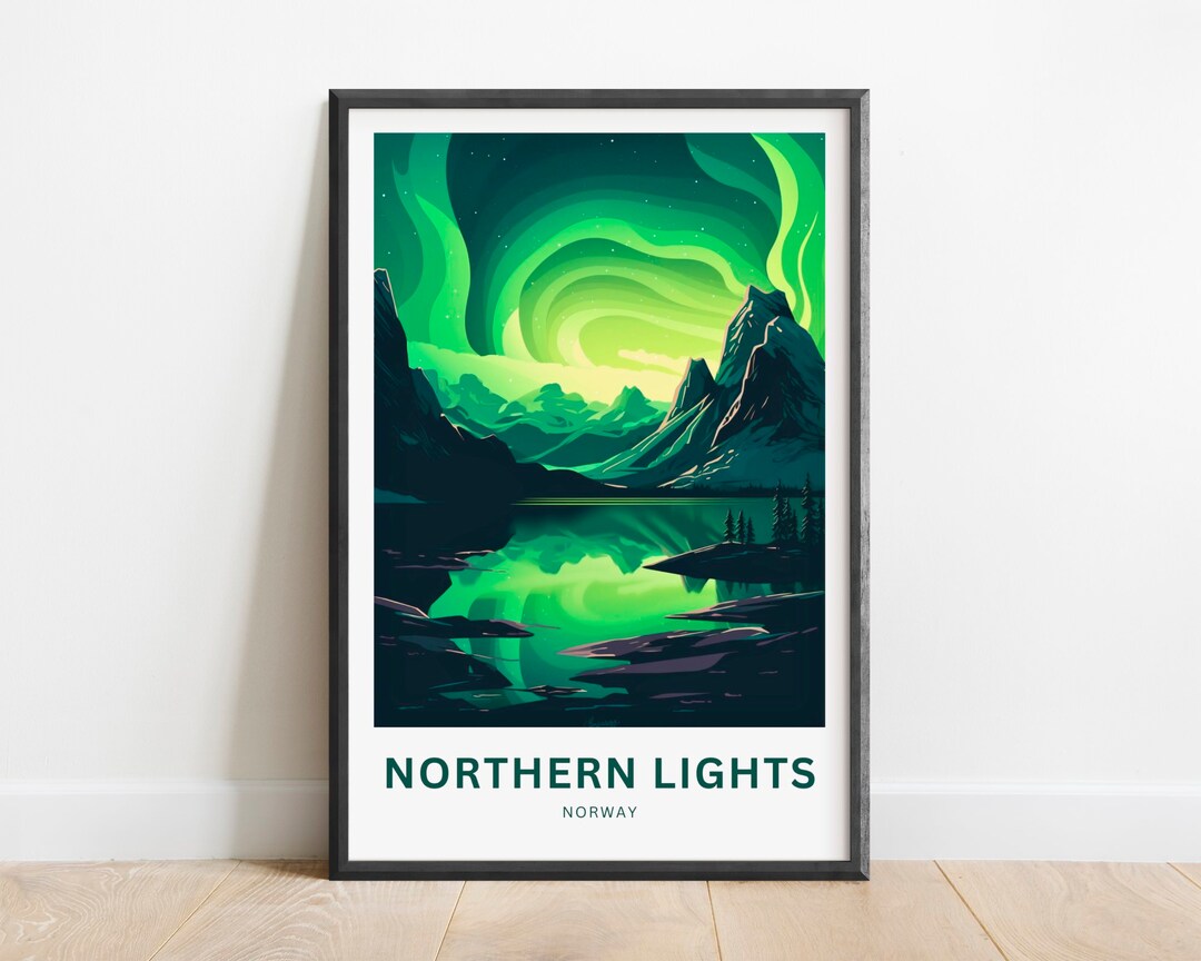 Northern Lights Travel Print - Northern Lights Poster, Norway Wall Art ...