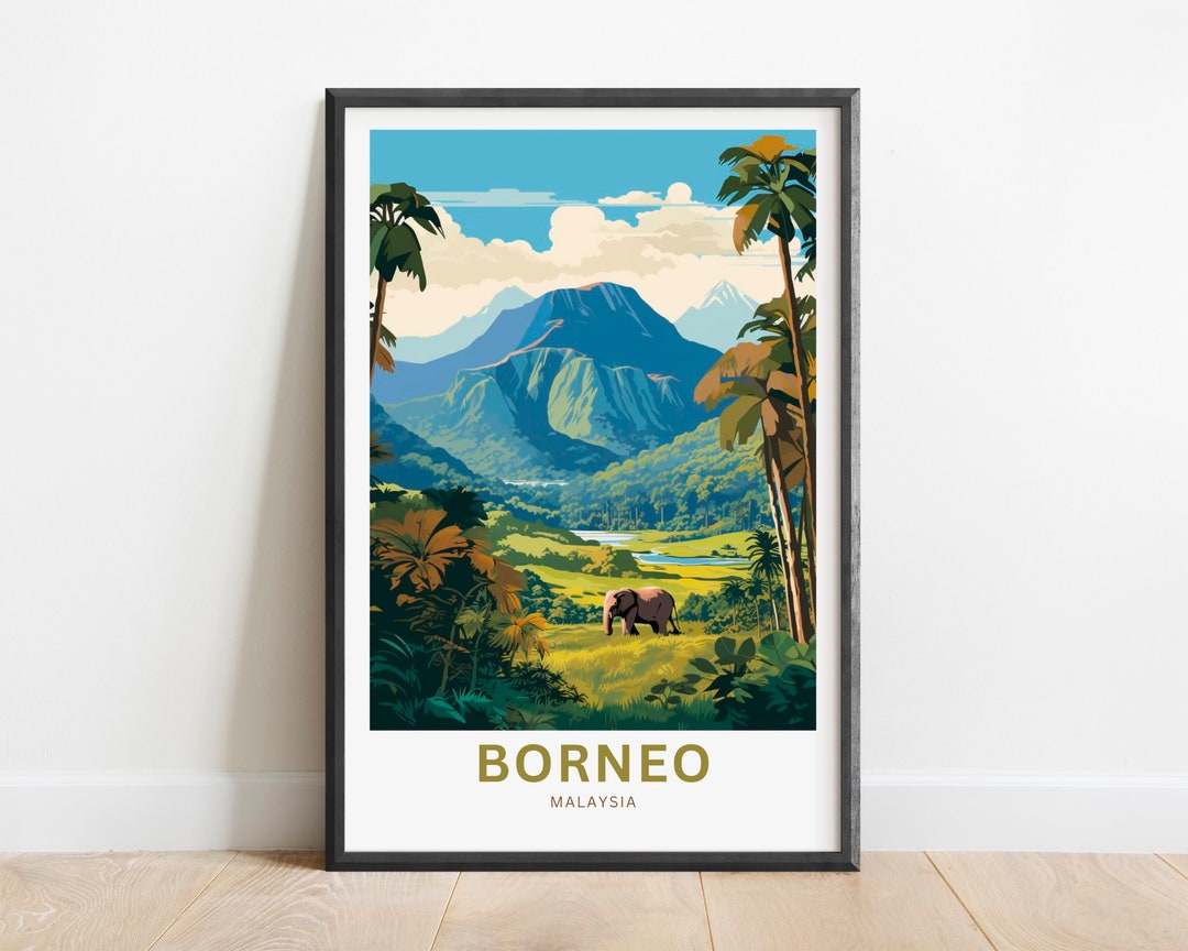 Borneo Travel Poster – Malaysia Wall Art, Minimalist Print - Etsy