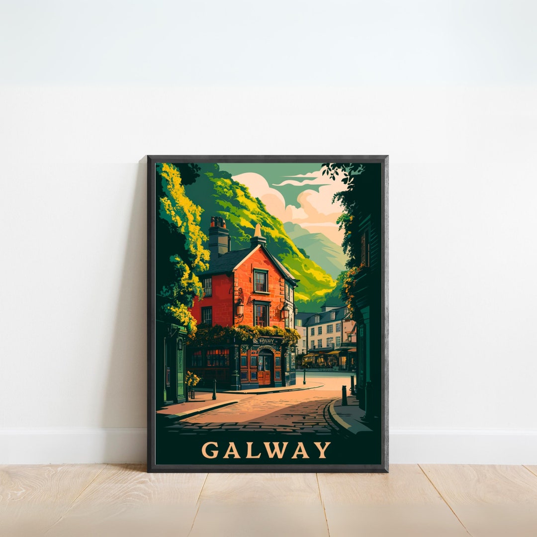 Galway Vintage Travel Poster - Galway Print, Ireland Vintage Wall Art ...