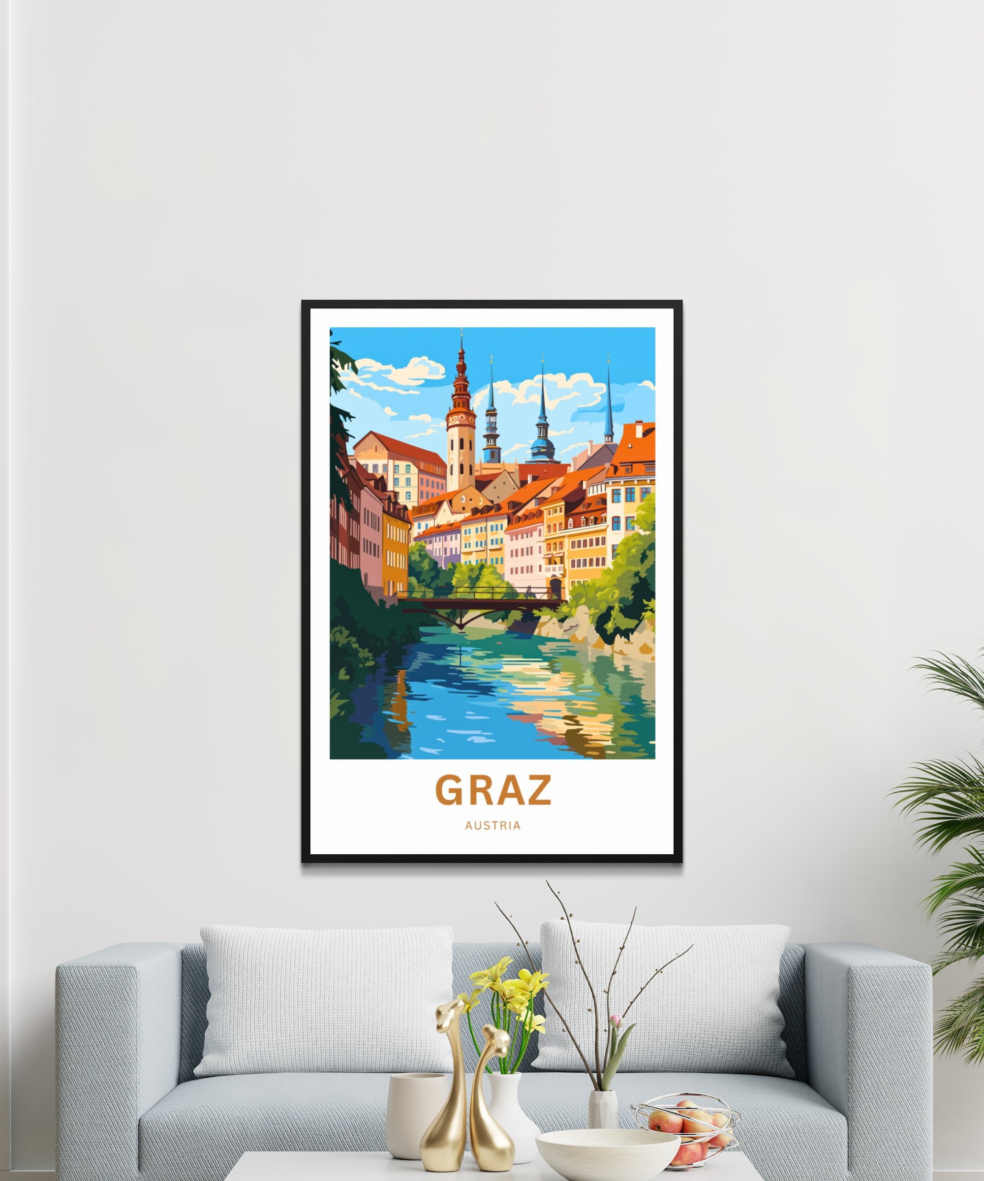 Graz Travel Print Graz Poster, Austria Wall Art, Framed Present, Gift ...