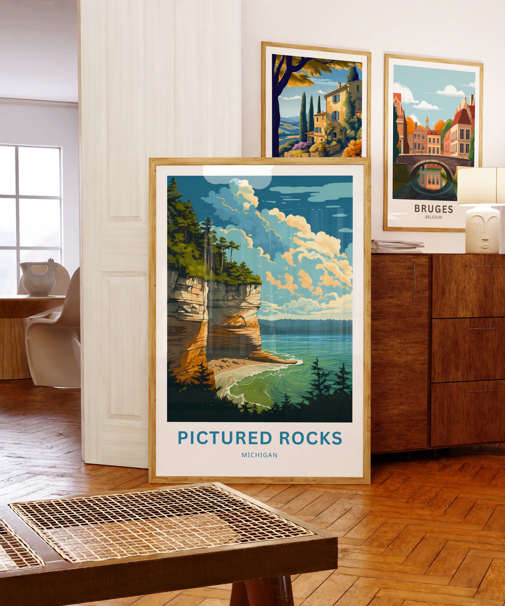 Pictured Rocks Travel Print Pictured Rocks Poster Michigan - Etsy