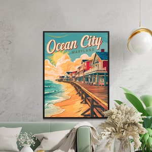 Ocean City Vintage Travel Poster - Ocean City Print, Maryland Vintage ...