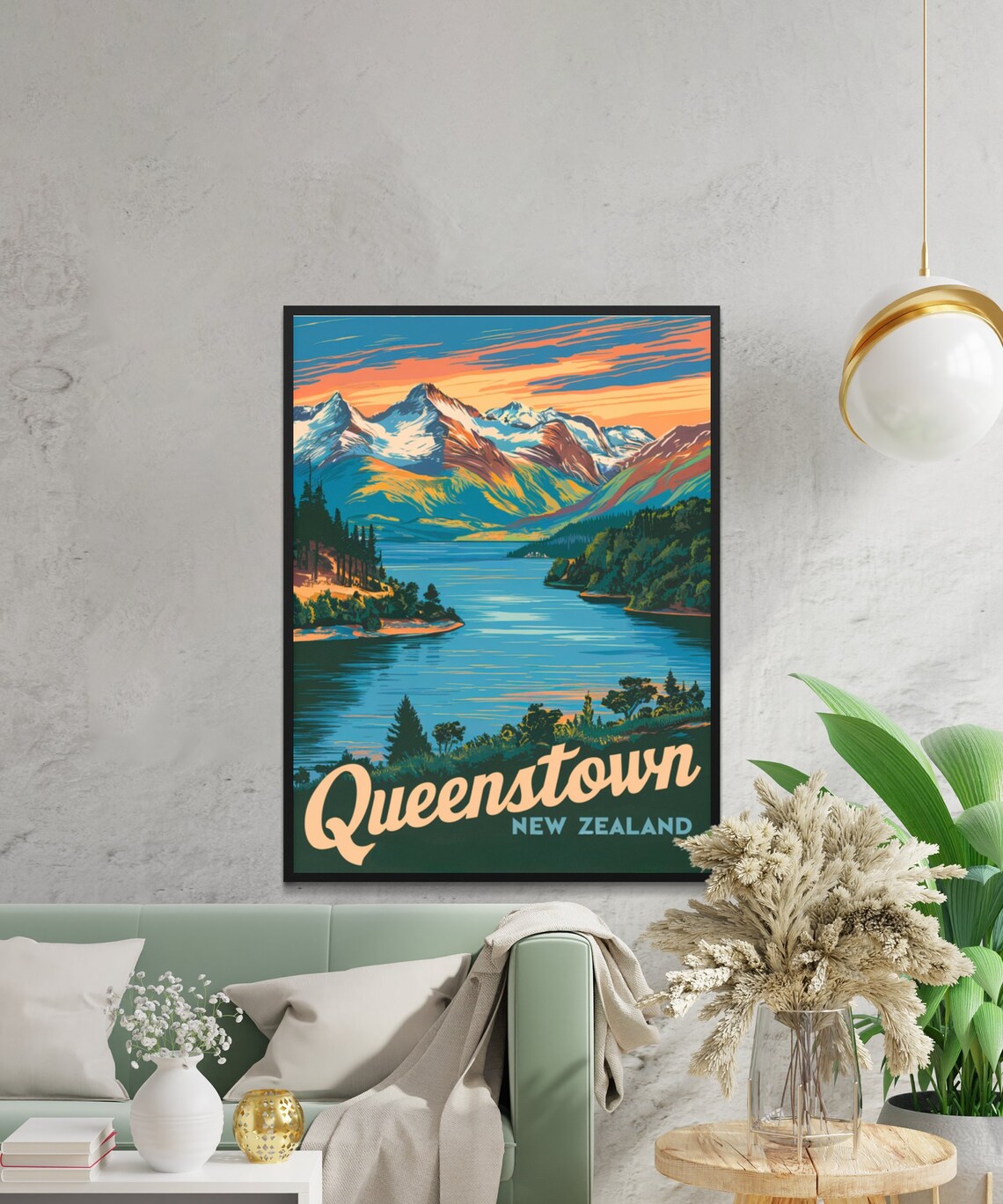 Queenstown Vintage Travel Poster - Queenstown Print, New Zealand ...