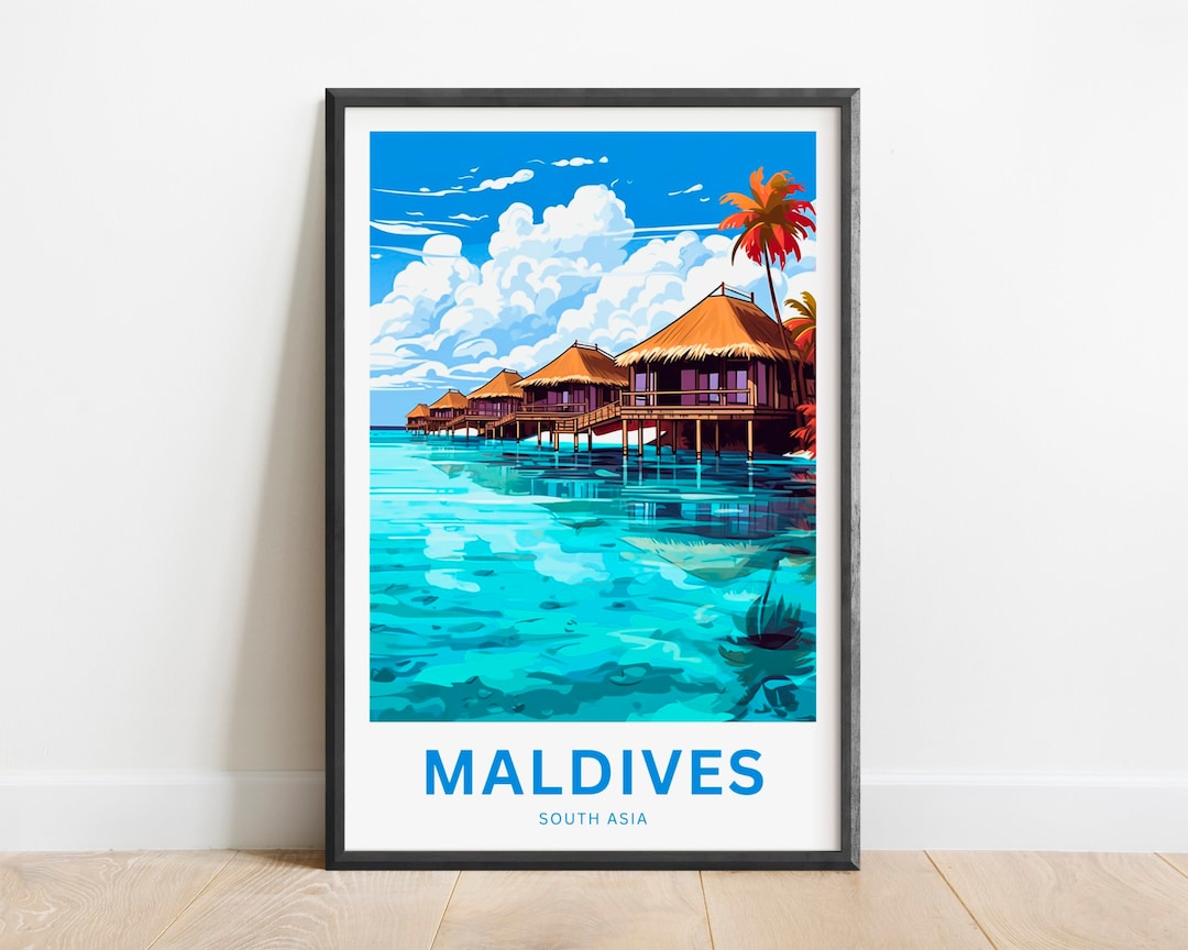 Maldives Travel Print - Maldives Poster, South Asia Wall Art, Framed ...