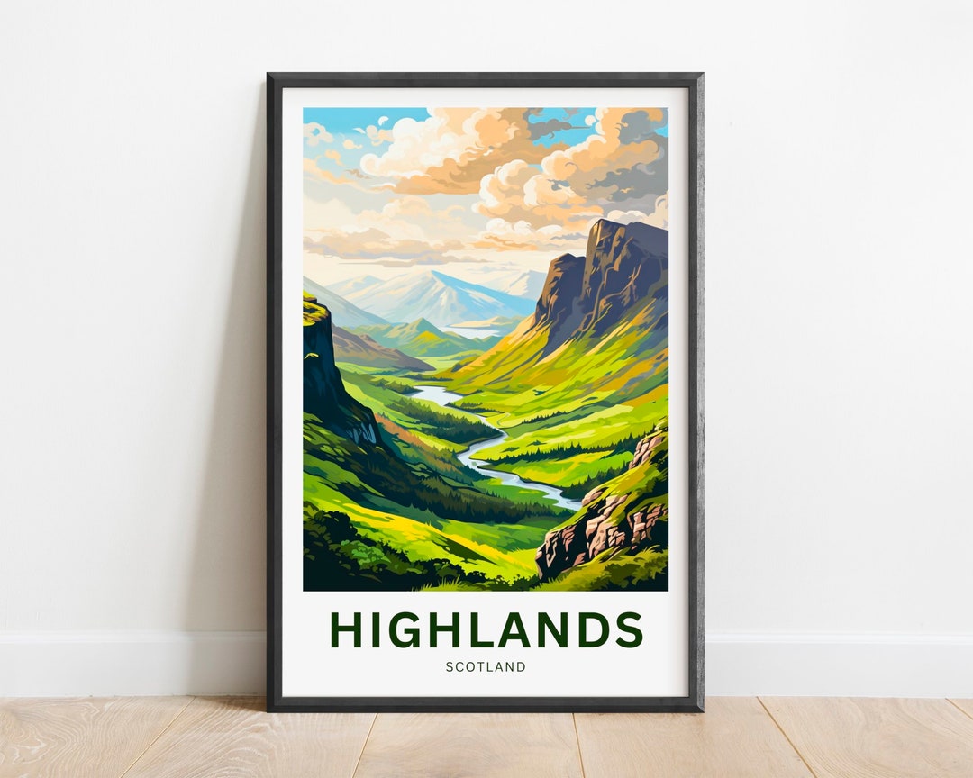 Scottish Highlands Art Print: Modern Scotland Travel Poster - Etsy UK