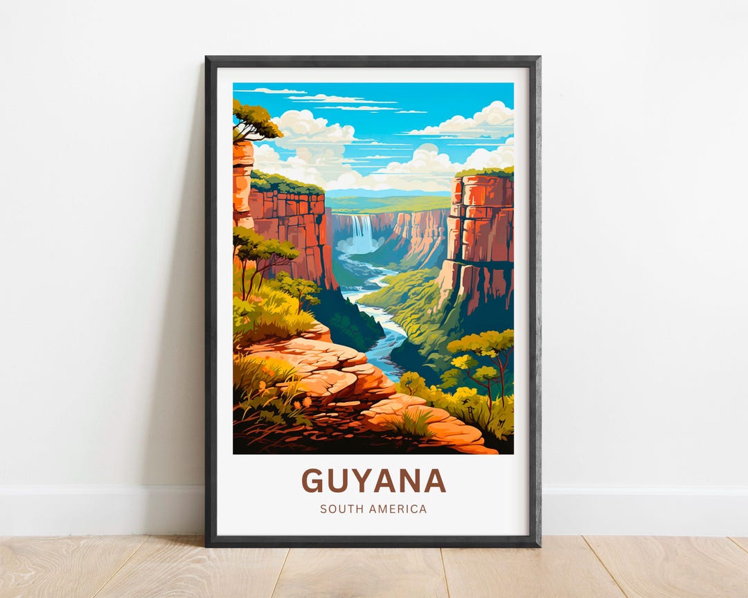 Guyana Print - Guyana Poster, South America Wall Art, Framed Present ...