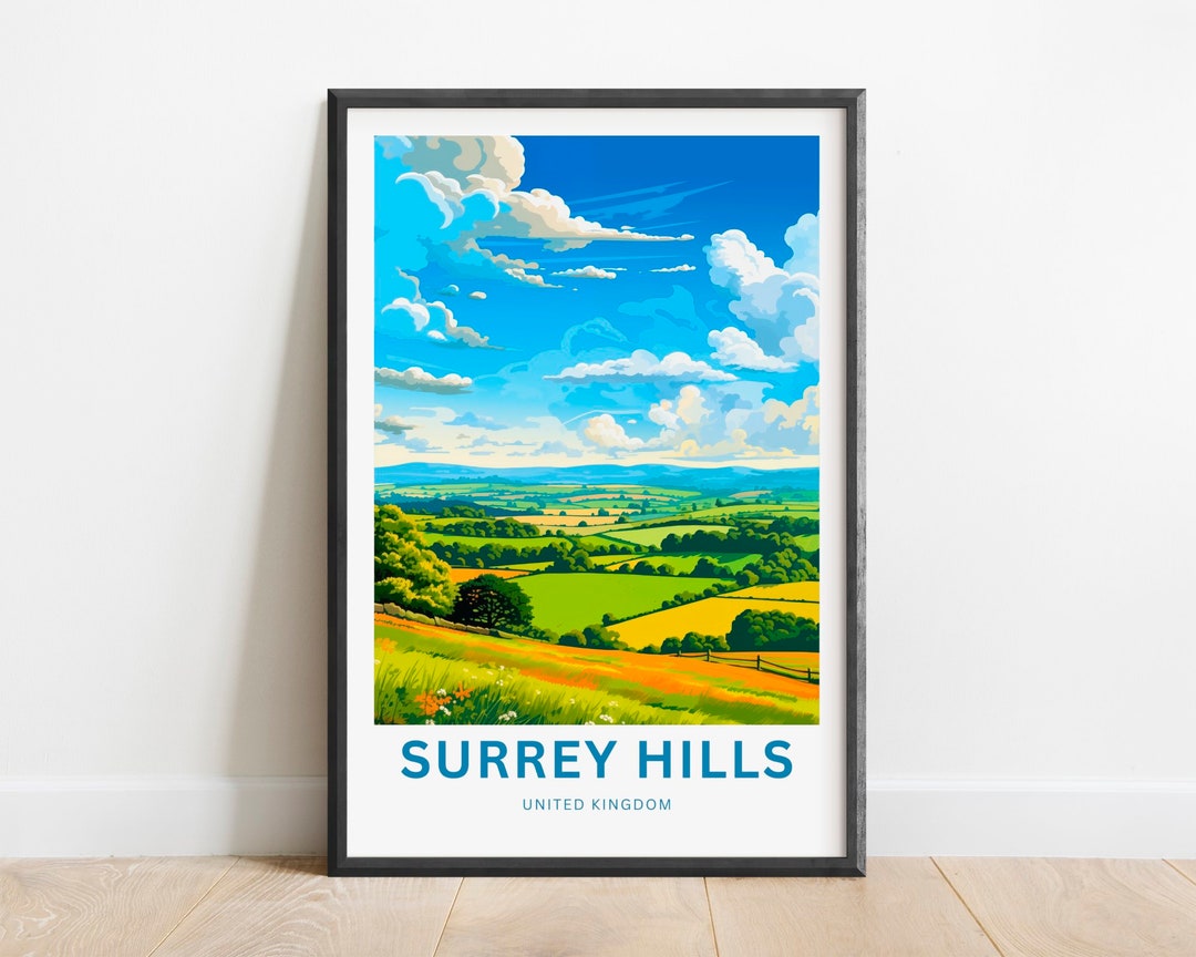 Surrey Hills Travel Print - Surrey Hills Poster, England Wall Art ...