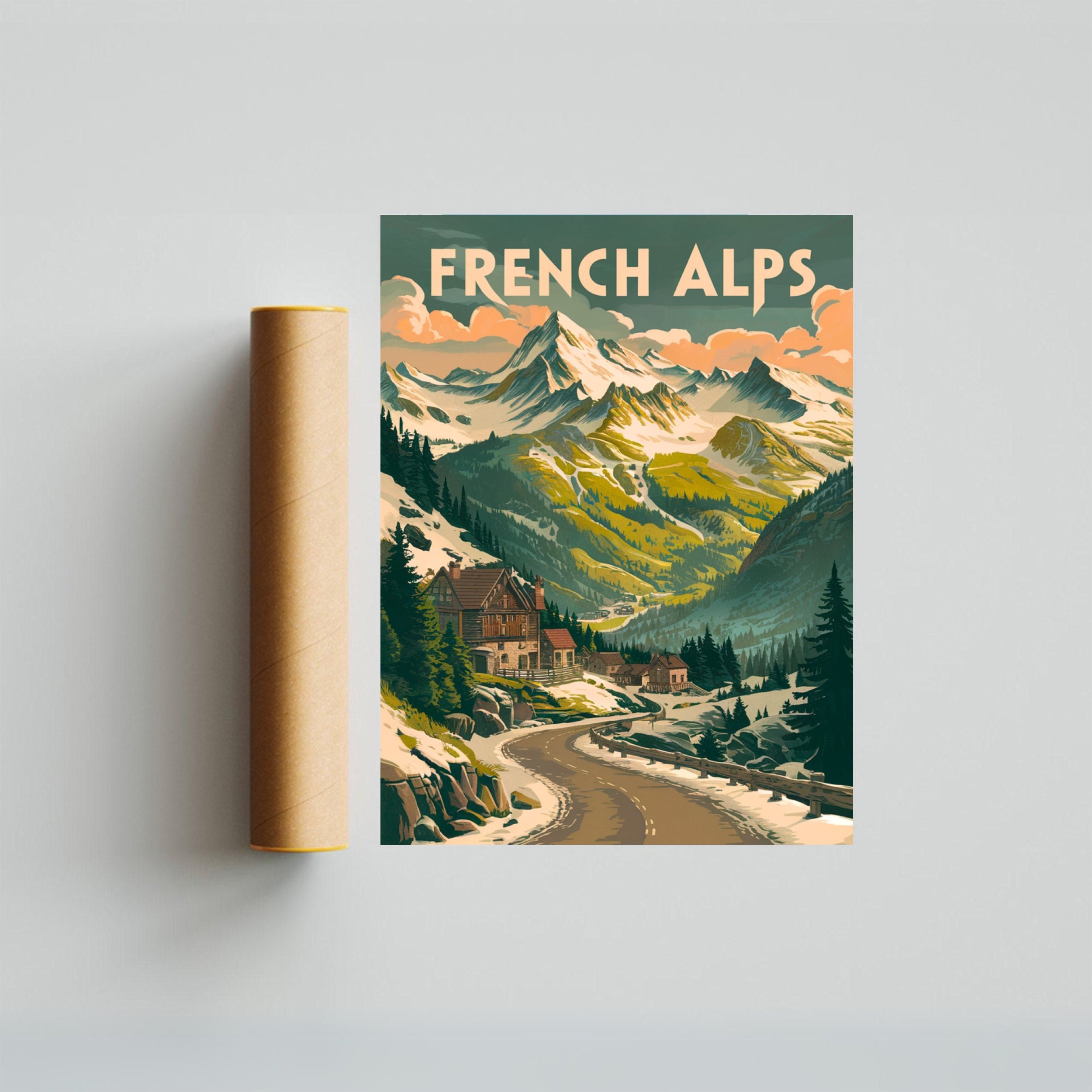 French Alps Vintage Travel Print - French Alps Vintage Poster, France ...
