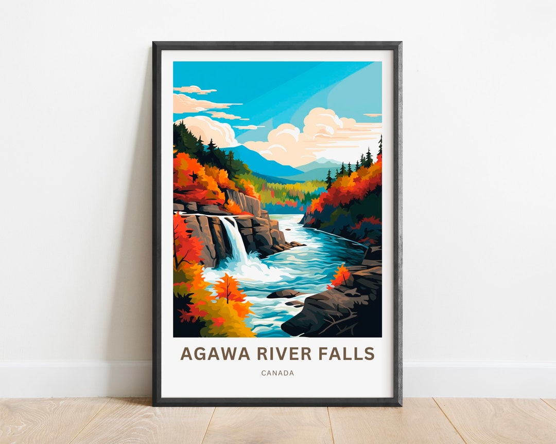 Canada Travel Wall Art, Agawa River Falls, Nature Print (minimalist ...