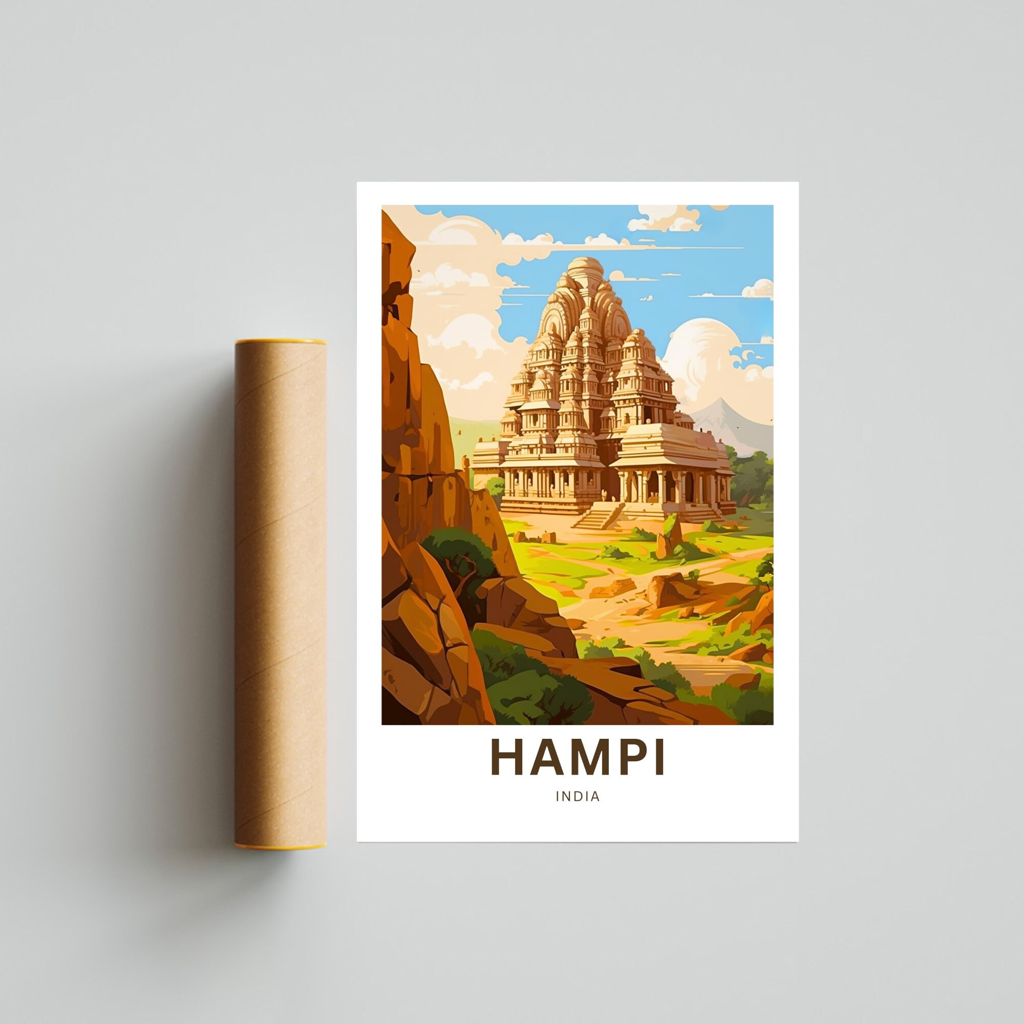 Personalized Hampi Travel Print Hampi Poster, India Wall Art, Framed ...