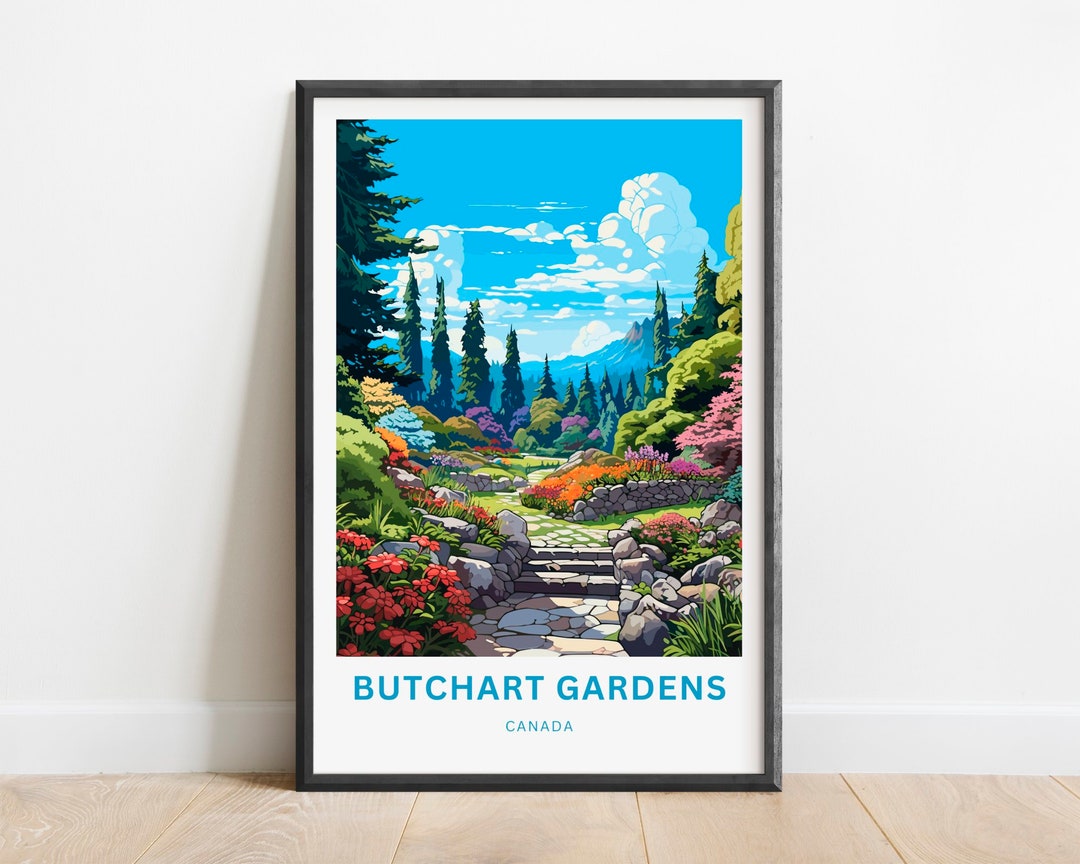 Butchart Gardens Travel Print - Butchart Gardens Poster, Canada Wall ...