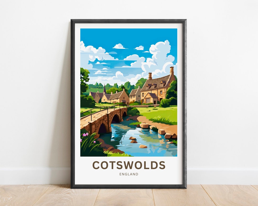 Cotswolds Travel Print - Cotswolds Poster, England Wall Art, Framed ...
