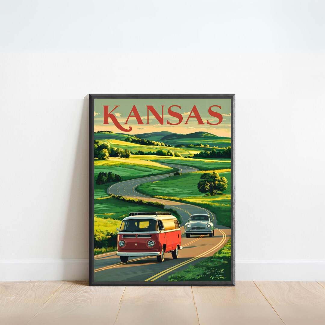 Kansas Vintage Travel Poster - Kansas Print, United States Wall Art ...