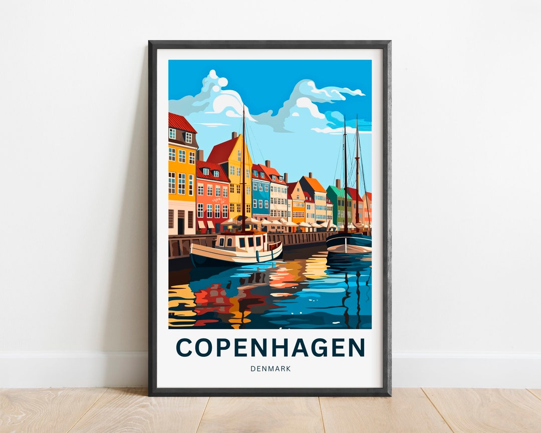 Copenhagen Travel Print - Copenhagen Poster, Denmark Wall Art, Framed ...