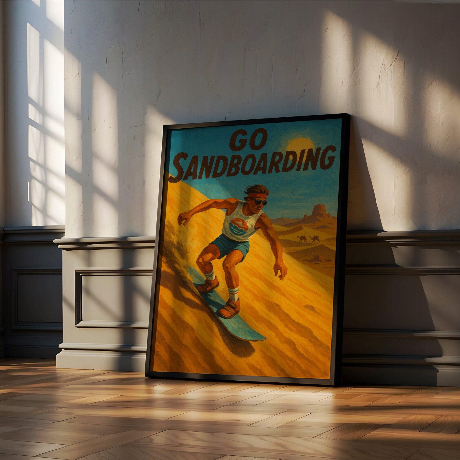 Vintage Sandboarding Poster – Retro Desert Adventure Wall Art for ...