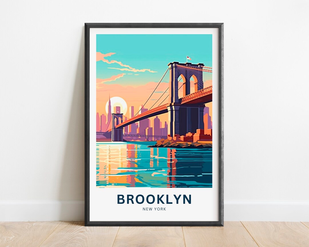 Brooklyn Travel Print - Brooklyn Poster, New York Wall Art, Framed ...