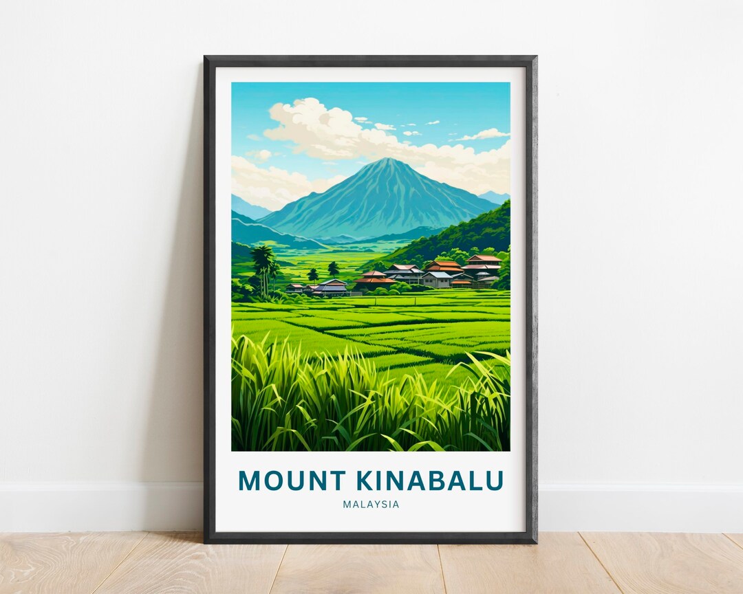 Mount Kinabalu Travel Print - Mount Kinabalu Poster, Malaysia Wall Art ...