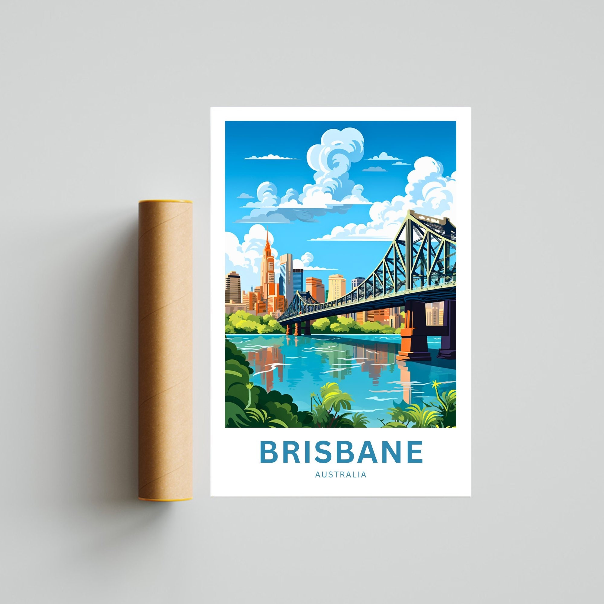 Brisbane Travel Print - Brisbane Poster, Australia Wall Art, Framed ...