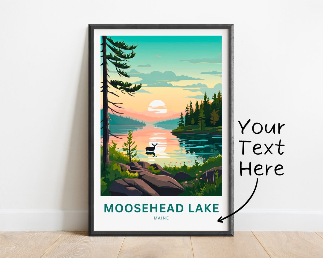 Personalized Moosehead Lake Travel Print - Moosehead Lake Poster, Maine ...