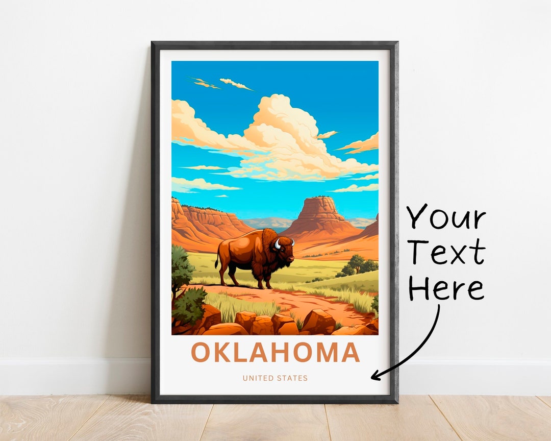Personalized Oklahoma Travel Print Oklahoma Poster, United States Wall ...