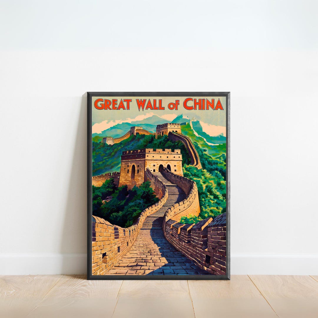 Great Wall of China Vintage Travel Poster Great Wall Print, China Wall ...