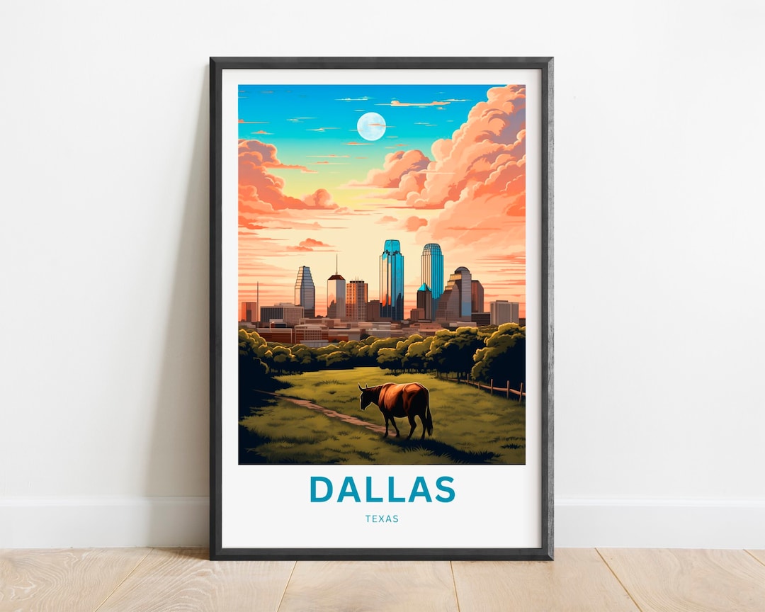 Dallas Travel Print - Dallas Poster, Texas Wall Art, Framed Present ...